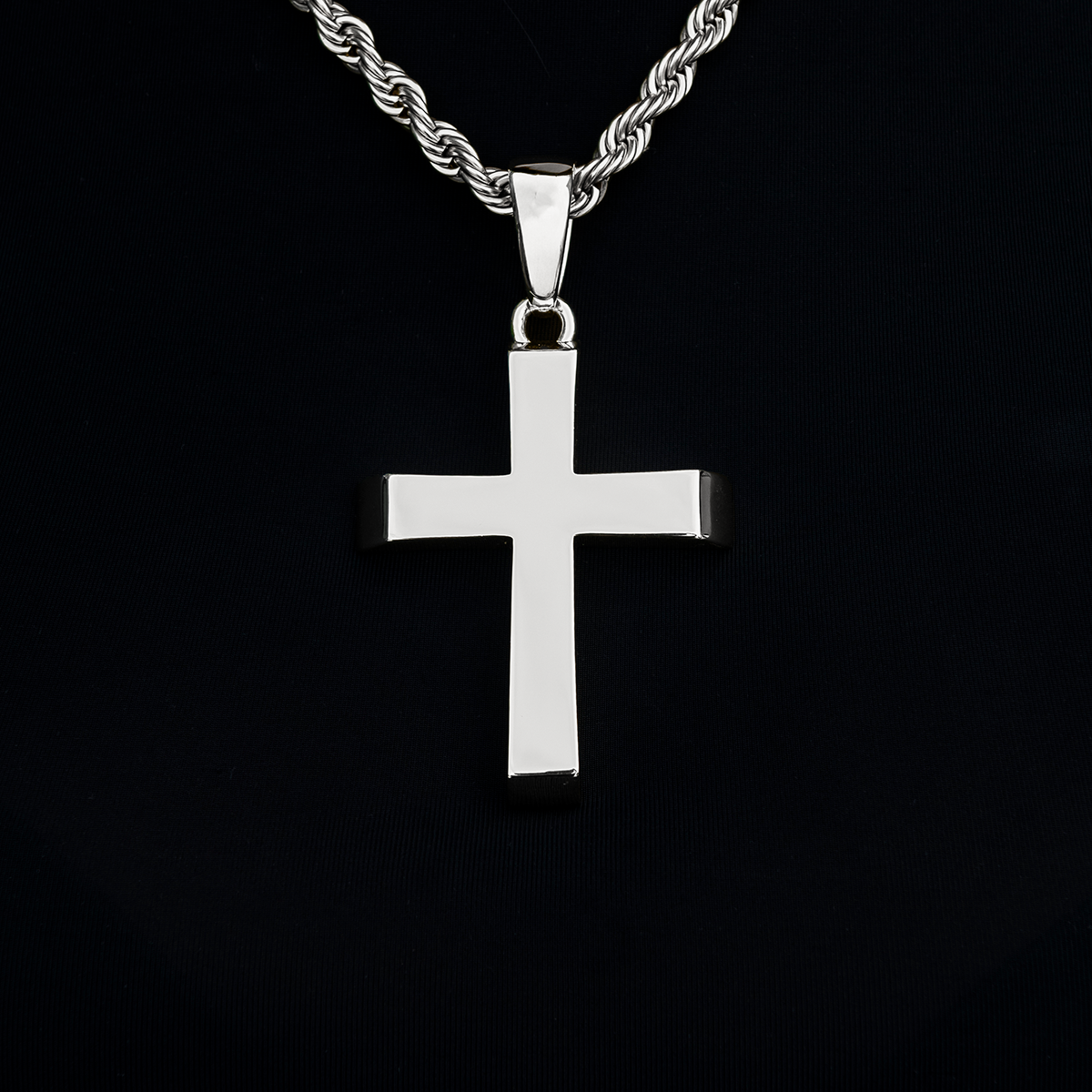 Large Simple Cross Pendant in White Gold- The GLD Shop