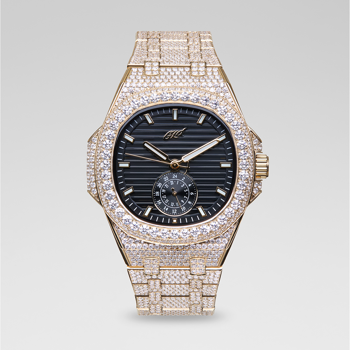 Visionary Fully Iced White Gold Watch with Iced, Green, Black Dial ...