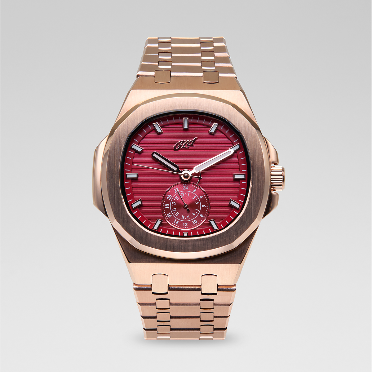 39MM Visionary Watch in Rose Gold with Chocolate & Red Dial | GLD – The ...