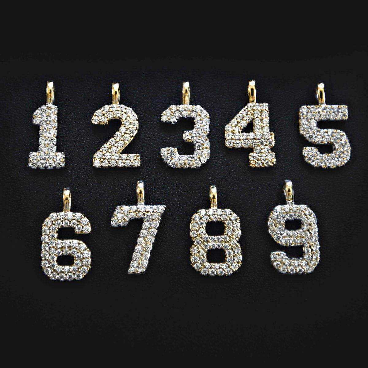 Solid Gold Number Pendants in Yellow Gold-VS Diamonds- The GLD Shop
