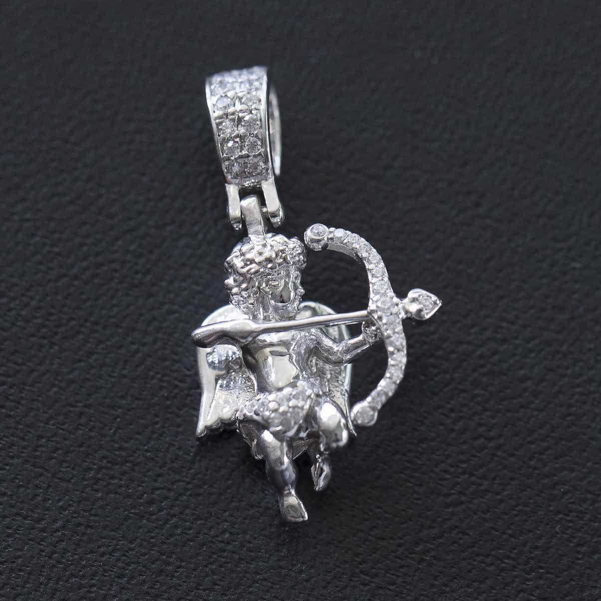 Solid White Gold Iced Cupid Pendant-VS Diamonds - The GLD Shop