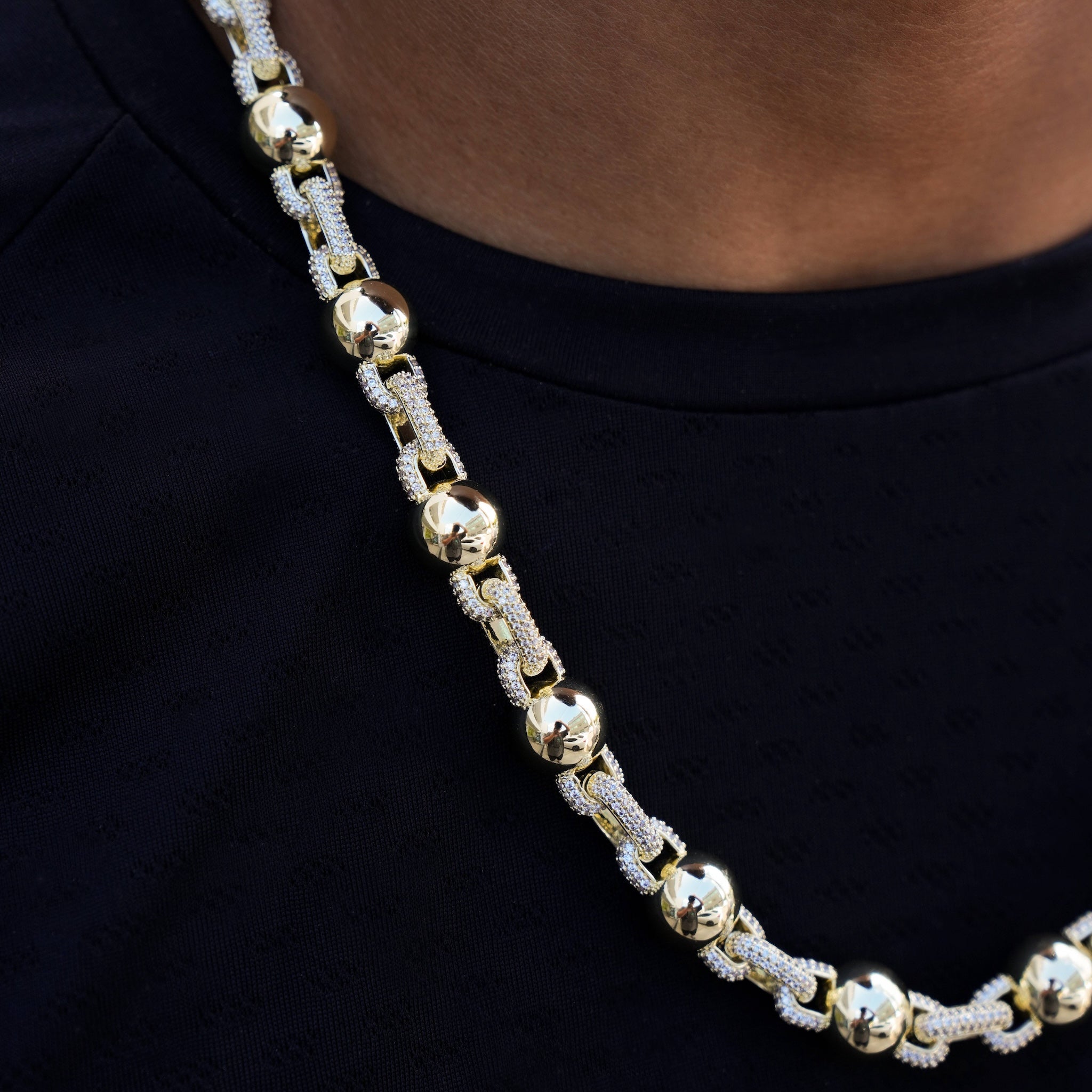 10MM Iced Plain Ball Chain | Gold Men’s Jewelry | GLD- The GLD Shop