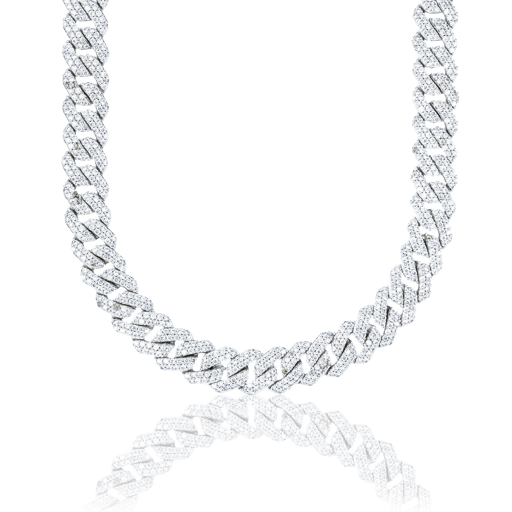 12MM Prong Cuban Chain | Women’s White Gold Moissanite | GLD – The GLD Shop