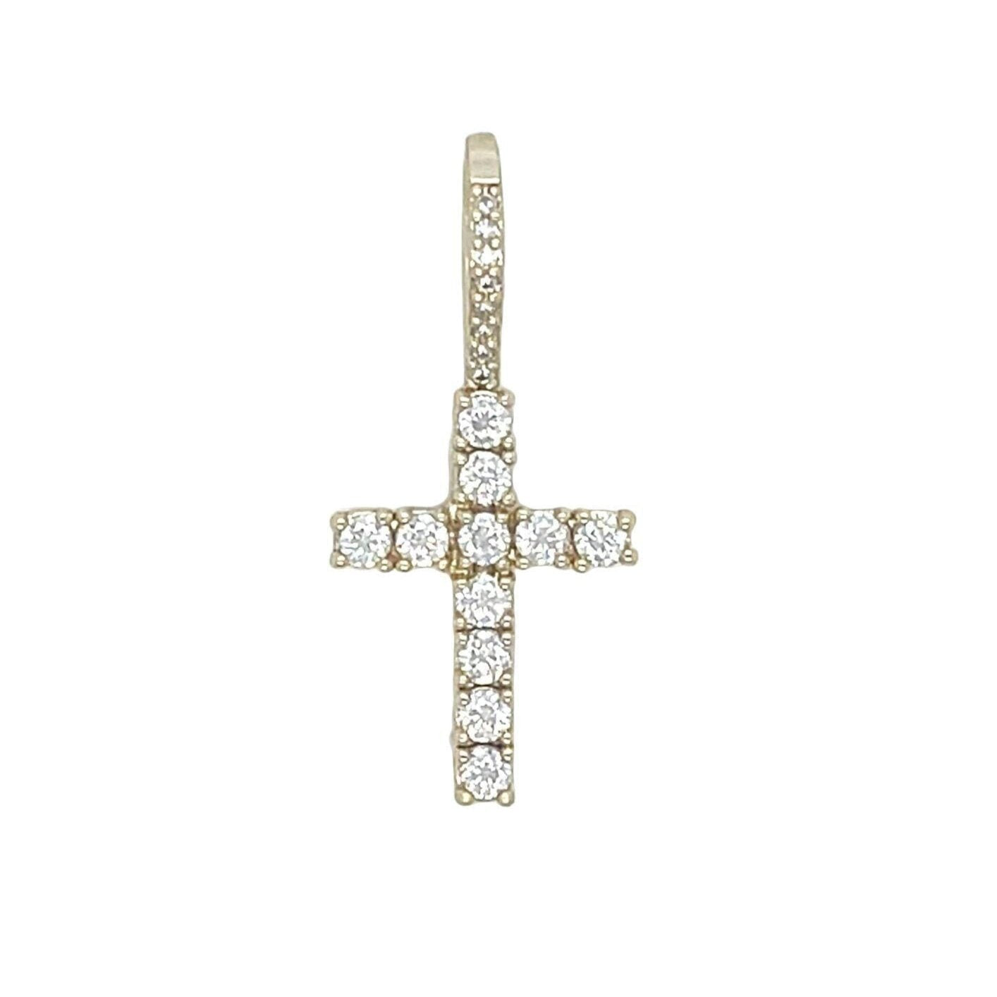 Men's Moissanite Diamond Cross Micro Pendant in Yellow Gold Vermeil ...