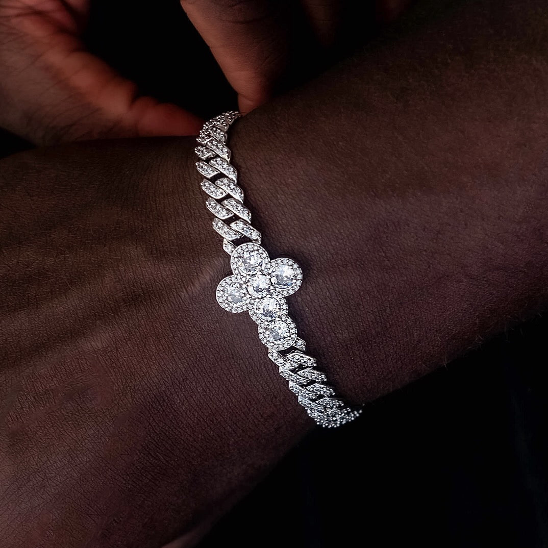 Diamond Prong Rounded Cross Bracelet- The GLD Shop