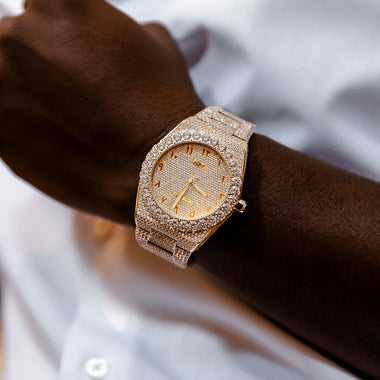 42MM Fully Iced Arabic Dial Alpha Era in Gold – The GLD Shop