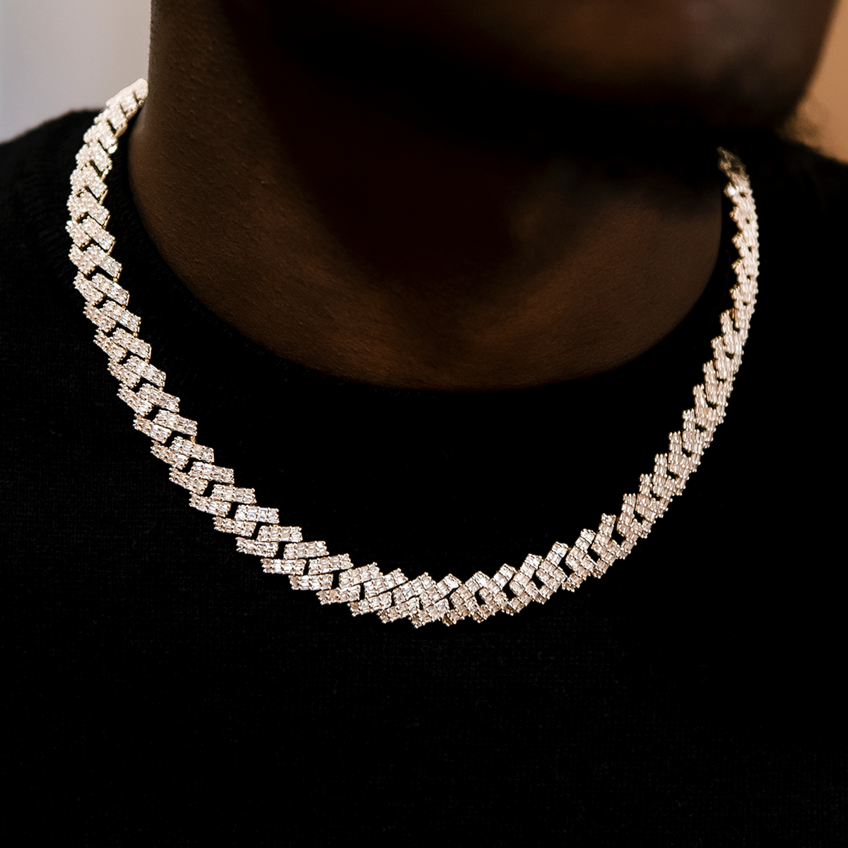 Baguette Prong Set Cuban Chain in Yellow Gold- 12mm – The GLD Shop