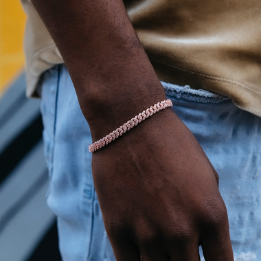 Micro Diamond Prong Cuban Bracelet in Rose Gold - 6mm – The GLD Shop