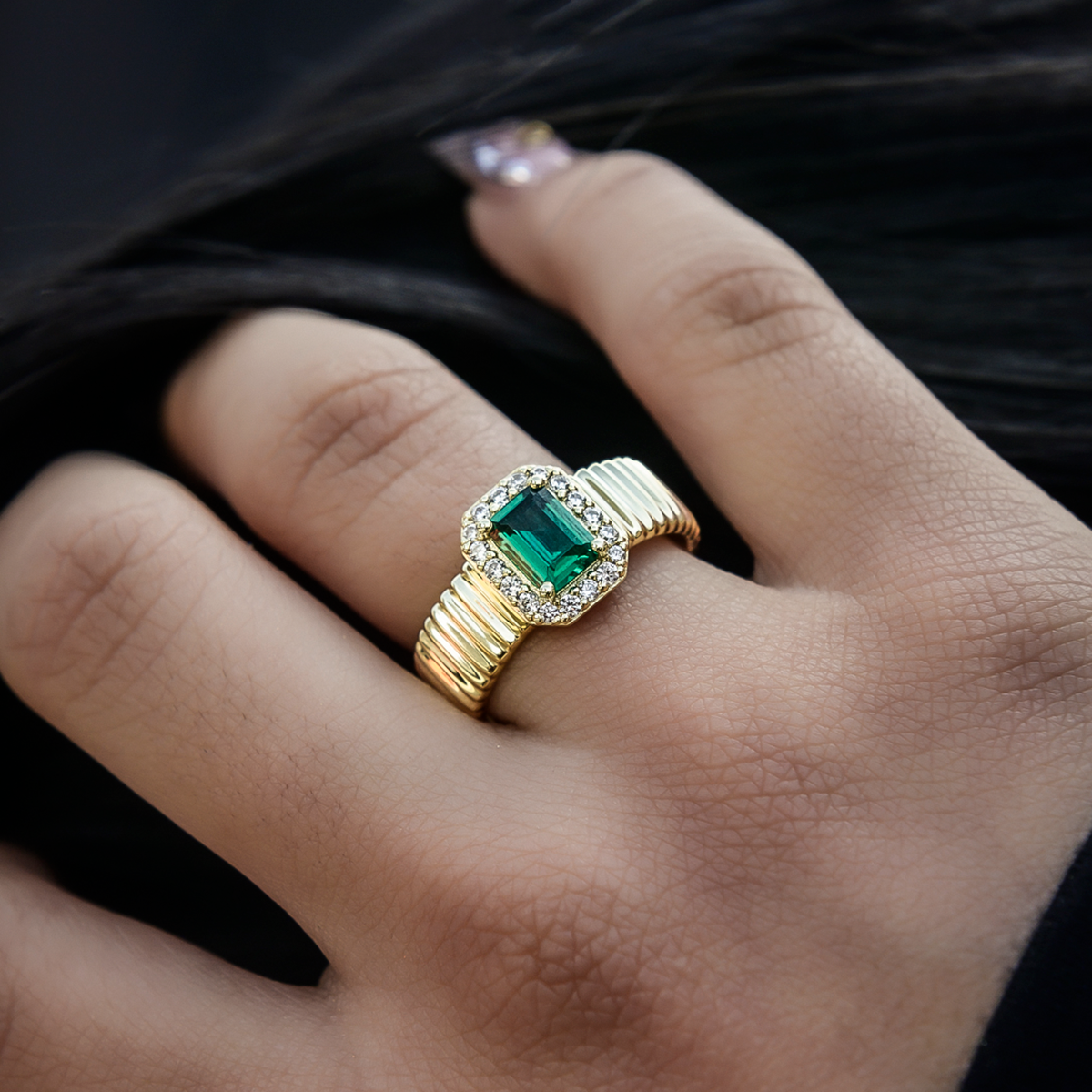 Emerald Textured Ring in Yellow Gold Vermeil – The GLD Shop