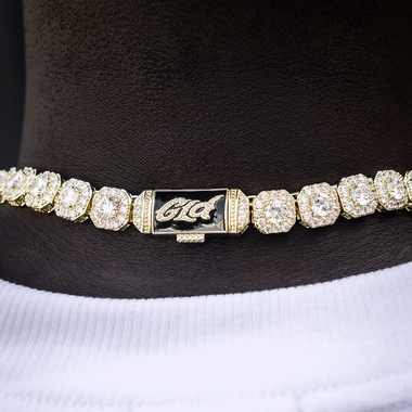 Clustered Tennis Chain + Bracelet Bundle in Yellow Gold- 12mm – The GLD ...