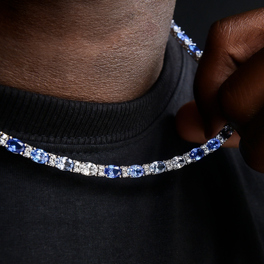 Blue Mixed Oval Cut Tennis Chain- 5mm – The GLD Shop