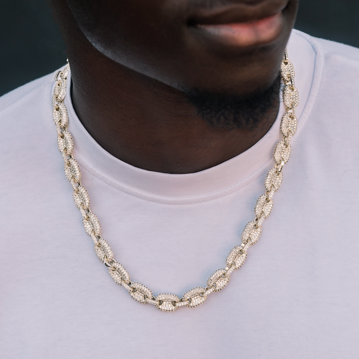 Diamond Puffed Mariner Chain in Yellow Gold- 12mm – The GLD Shop