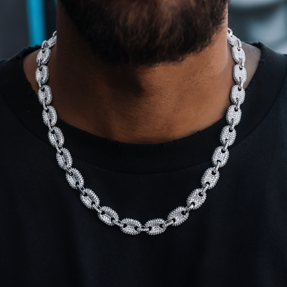 Diamond Puffed Mariner Chain in White Gold- 12mm – The GLD Shop