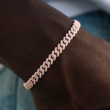 Micro Diamond Prong Cuban Chain + Bracelet in Rose Gold- 6mm – The GLD Shop