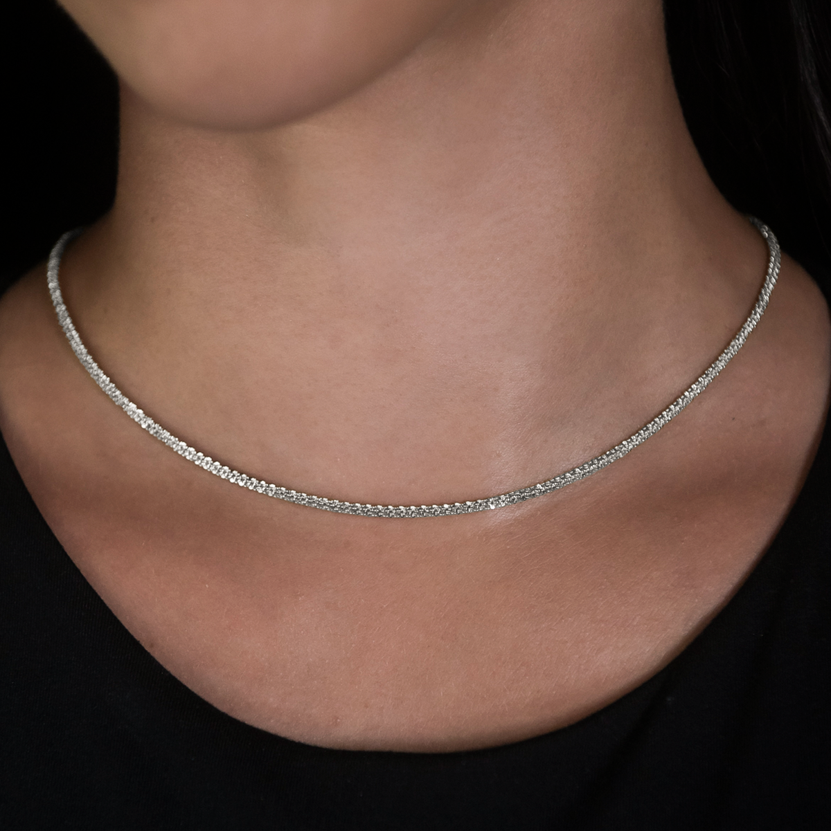 Popcorn Necklace in White Gold- 2mm – The GLD Shop