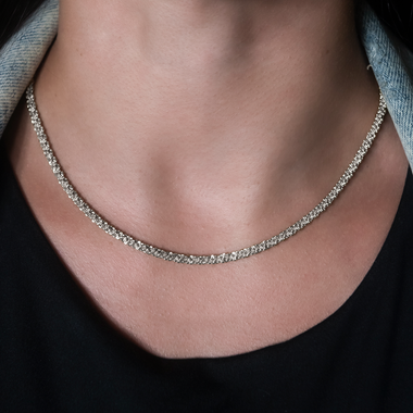 Diamond Cut Popcorn Necklace in White Gold- 4mm – The GLD Shop