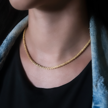 Diamond Cut Popcorn Necklace in Yellow Gold- 4mm – The GLD Shop
