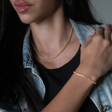 Diamond Cut Popcorn Necklace in Yellow Gold- 4mm – The GLD Shop