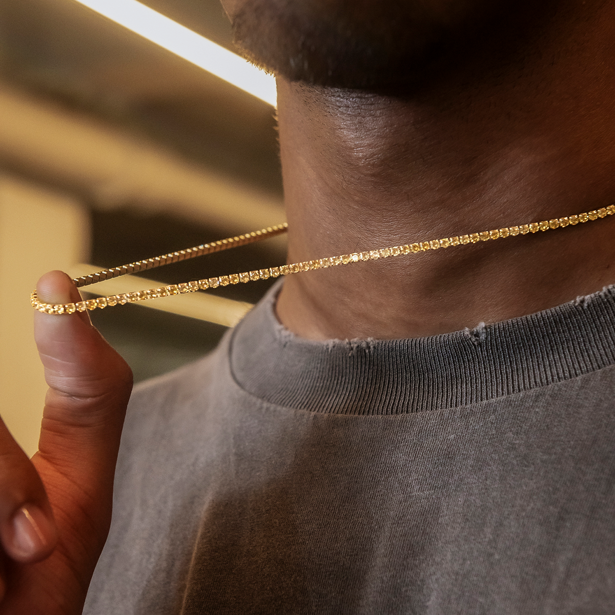 Canary Micro Tennis Chain in Yellow Gold - The GLD Shop
