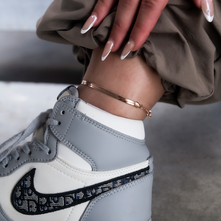 Herringbone Anklet in Rose Gold- 4mm – The GLD Shop