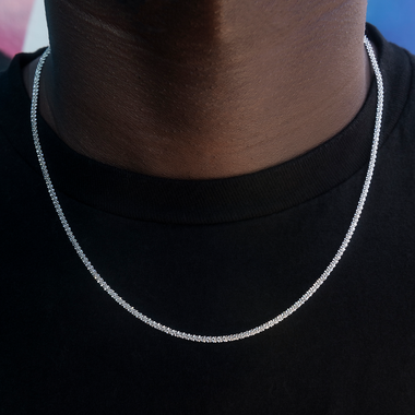 Diamond Cut Popcorn Chain in White Gold- 2mm – The GLD Shop