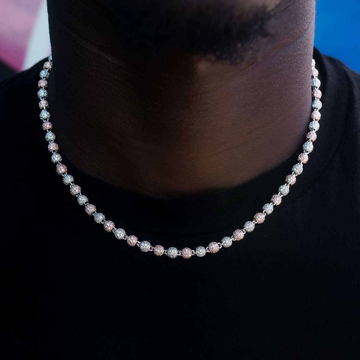 Iced Ball Chain in Rose/White Gold- 4mm – The GLD Shop