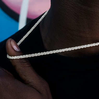 Diamond Cut Popcorn Chain in White Gold- 4mm – The GLD Shop