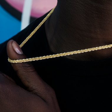 Diamond Cut Popcorn Chain in Yellow Gold- 4mm – The GLD Shop