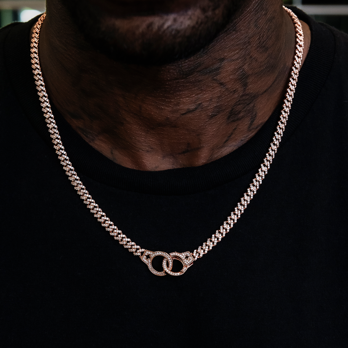 Iced Handcuff Diamond Prong Cuban Chain in Rose Gold – The GLD Shop