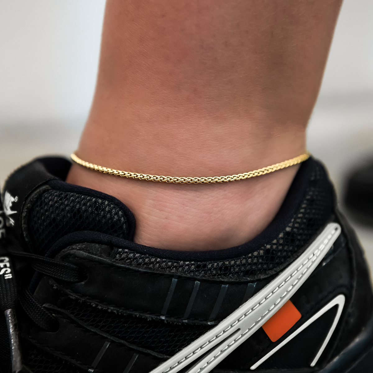 Palm Chain Anklet in Yellow Gold- 2mm – The GLD Shop