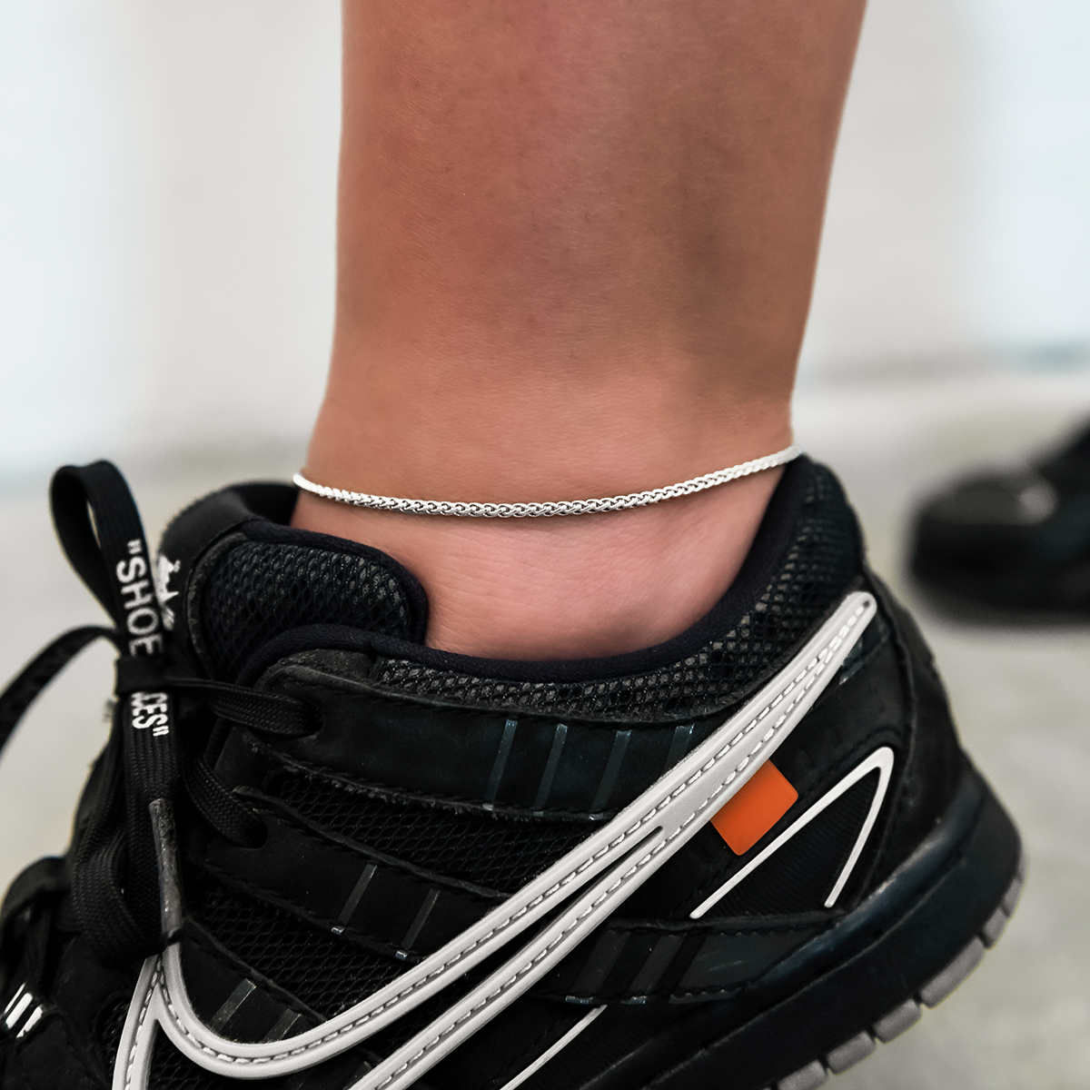 Palm Chain Anklet in White Gold- 2mm – The GLD Shop