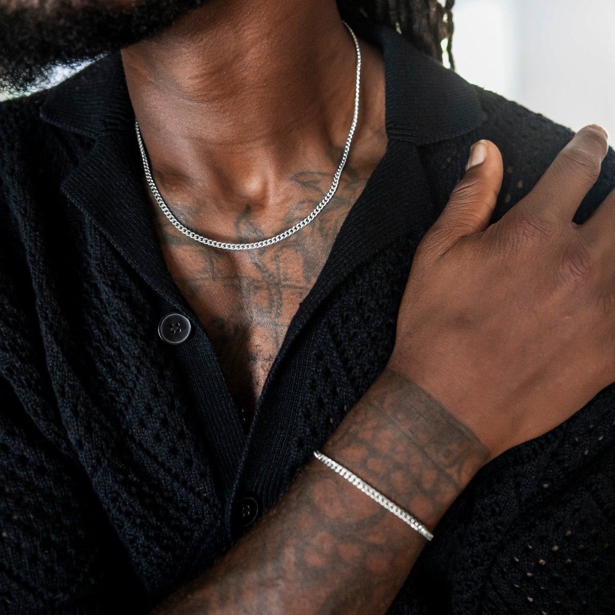 Micro Cuban Chain + Bracelet in White Gold- 3mm – The GLD Shop