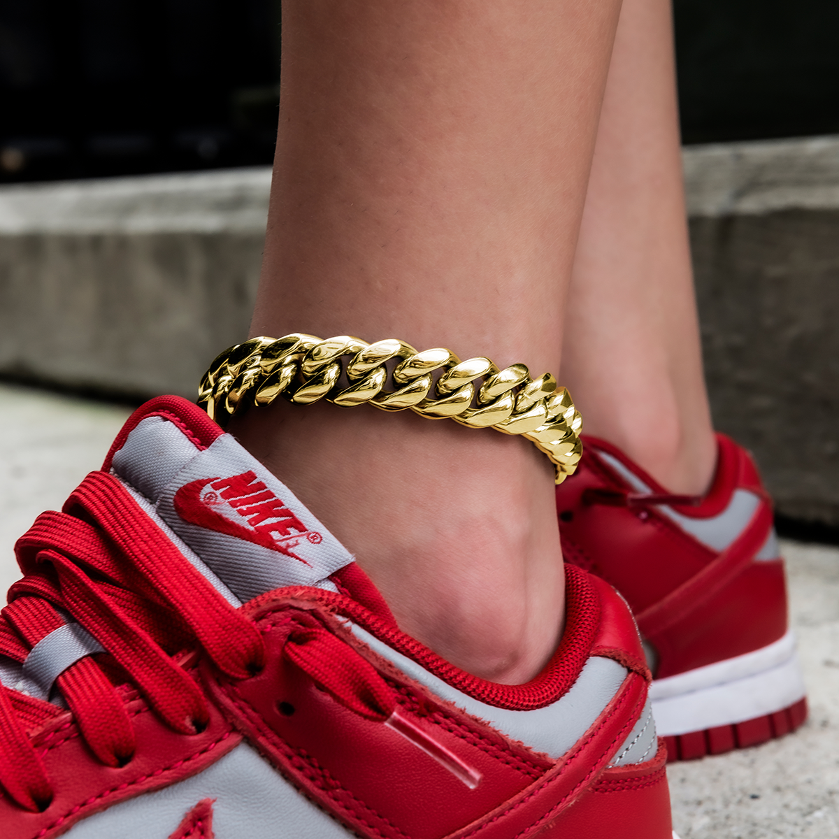 Miami Cuban Anklet in Yellow Gold- 15mm – The GLD Shop