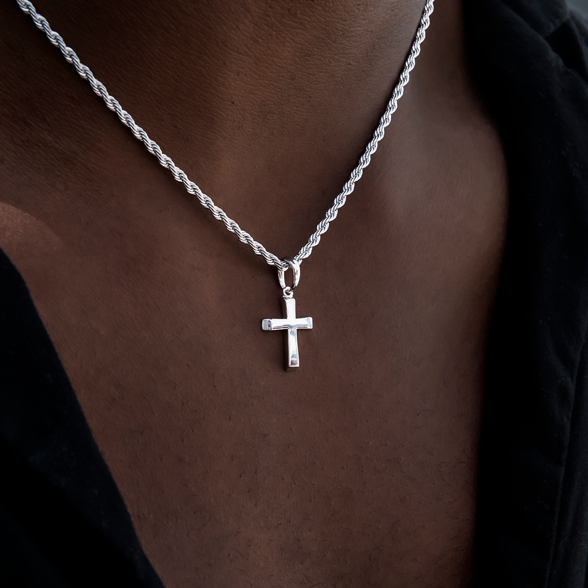 Micro Simple Cross Pendant in White Gold – The GLD Shop