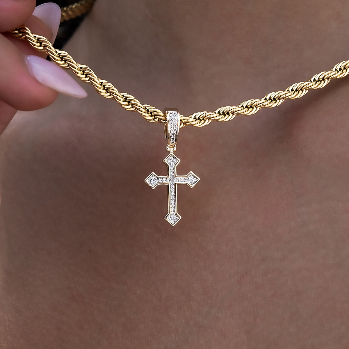 Micro Iced Celtic Cross in Yellow Gold – The GLD Shop