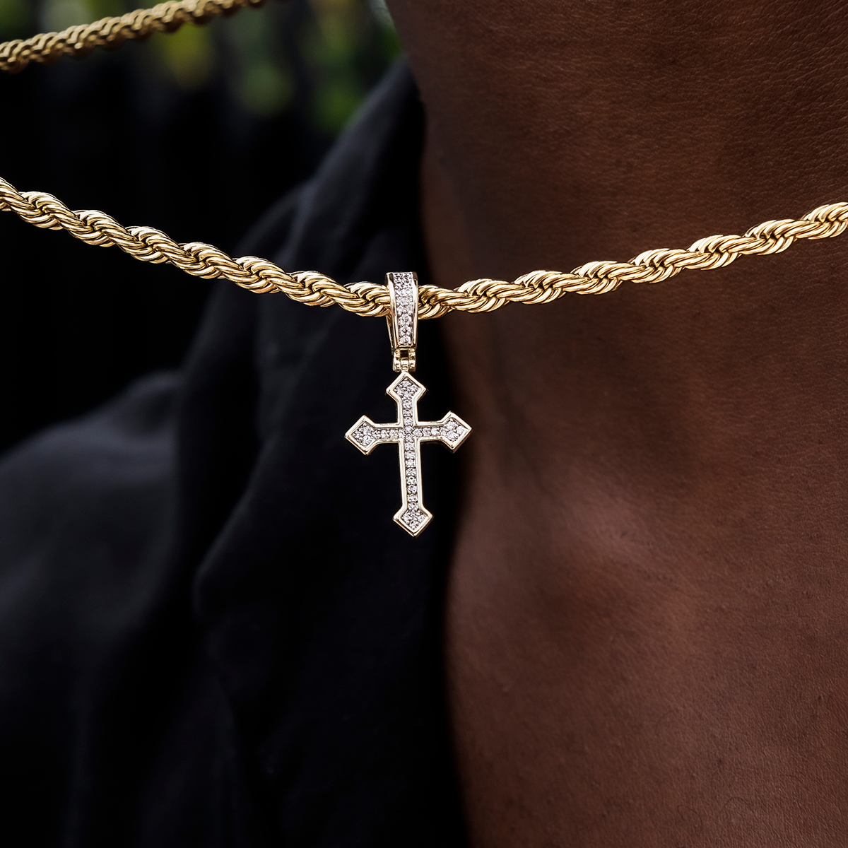 Micro Iced Celtic Cross in Yellow Gold – The GLD Shop