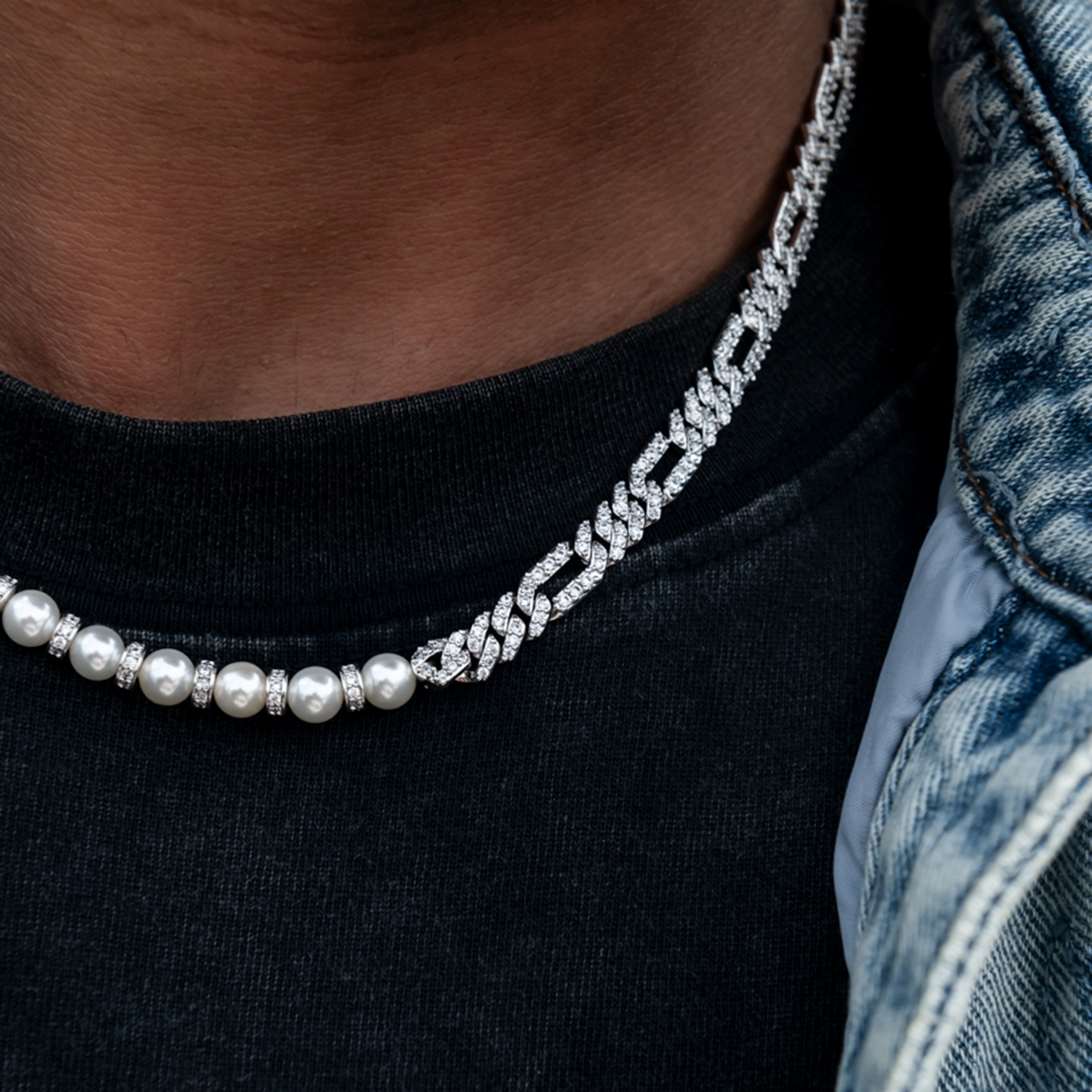 Diamond Figaro Pearl Chain- The GLD Shop