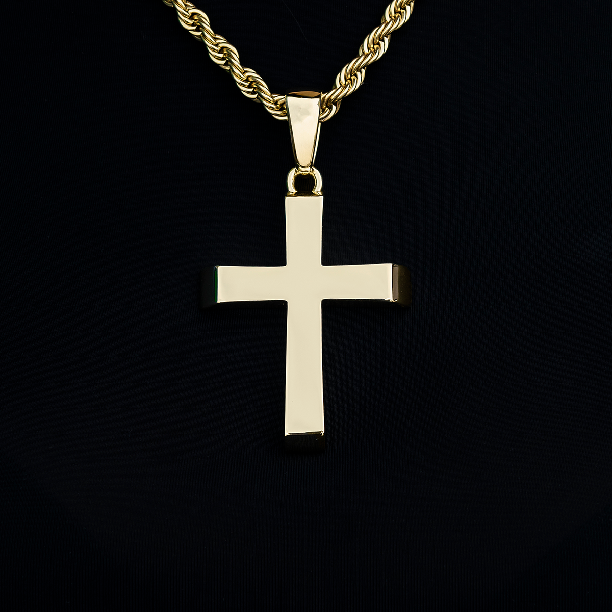 Large Simple Cross Pendant in Yellow Gold – The GLD Shop
