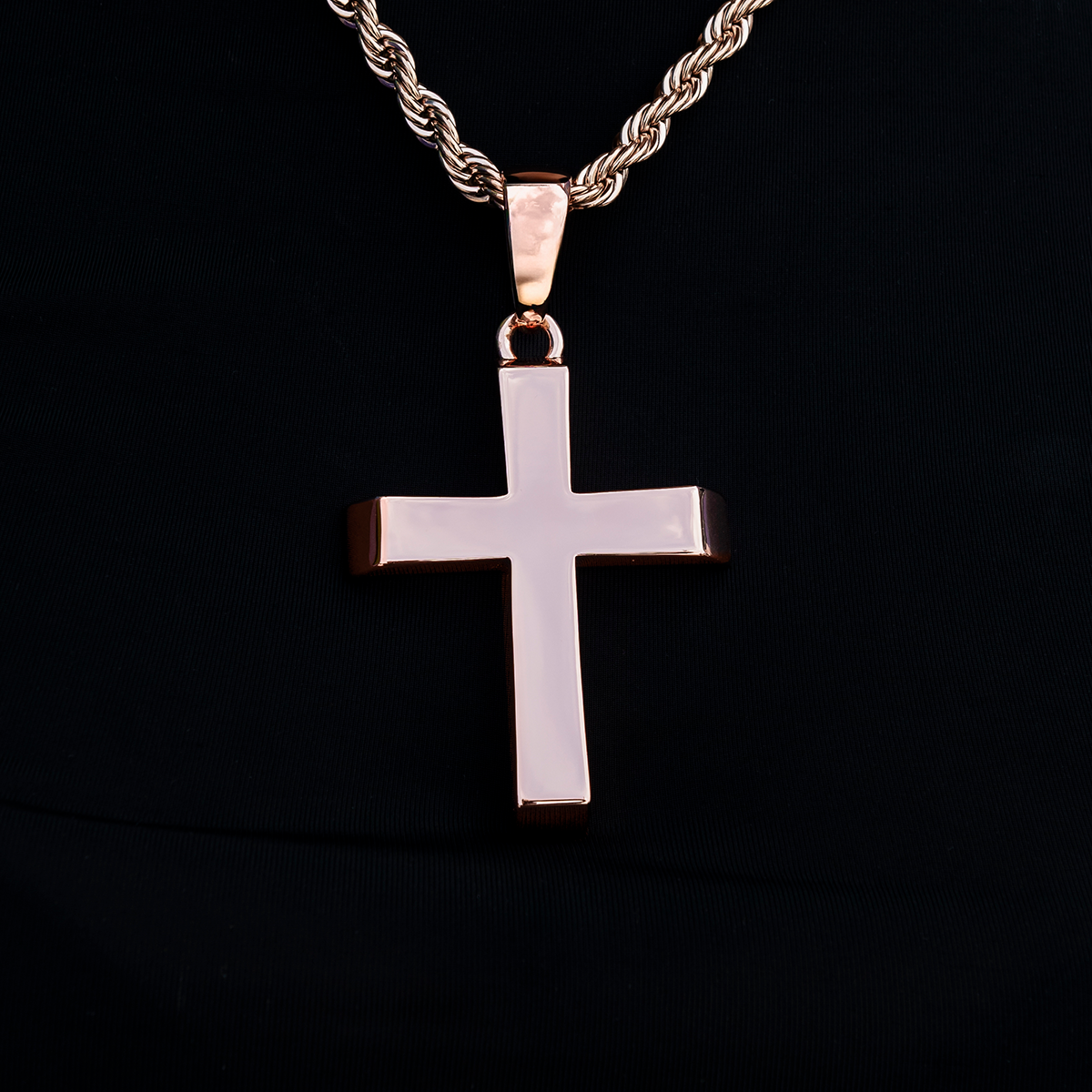 Large Simple Cross Pendant in Rose Gold – The GLD Shop