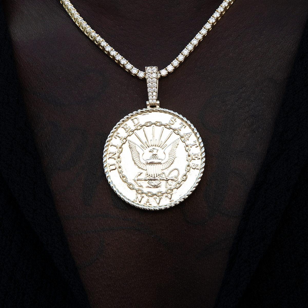 U.S. Navy Pendant in Yellow Gold- The GLD Shop