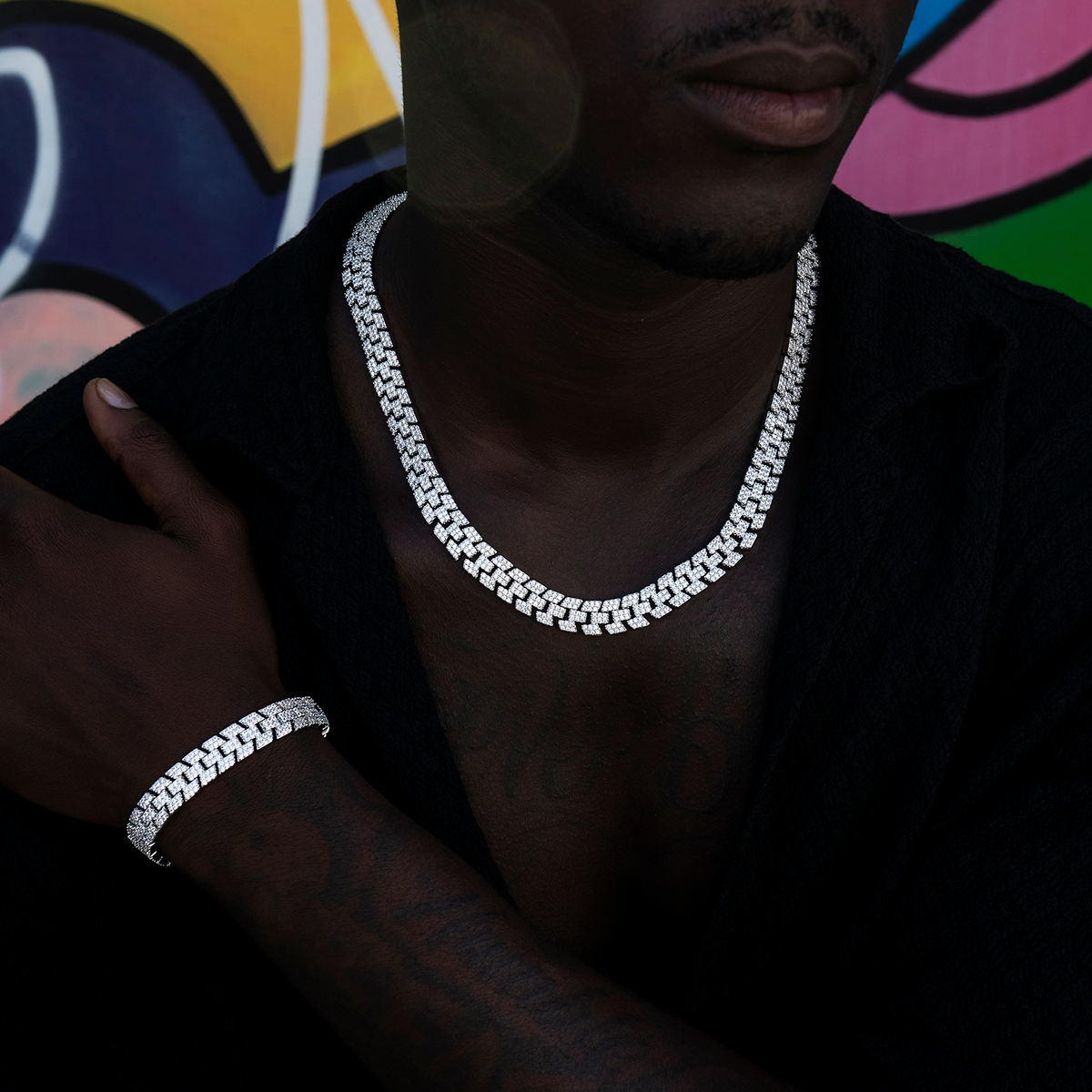 Diamond Spine Chain + Bracelet Bundle in White Gold – The GLD Shop