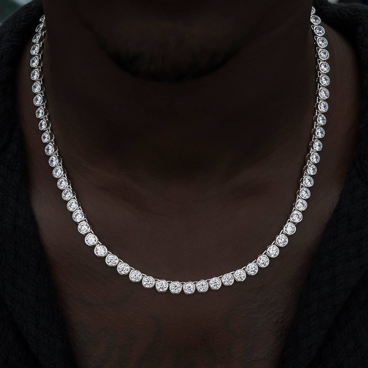 Bezel Tennis Chain in White Gold- 5mm – The GLD Shop