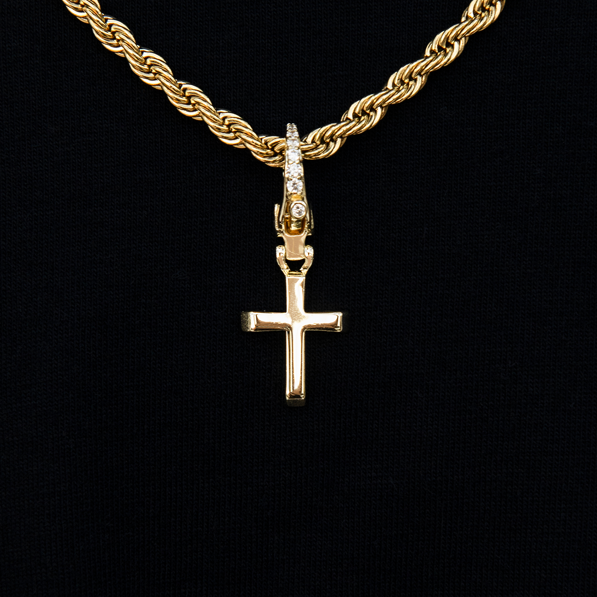 Simple Cross Clip On Pendant in Yellow Gold – The GLD Shop
