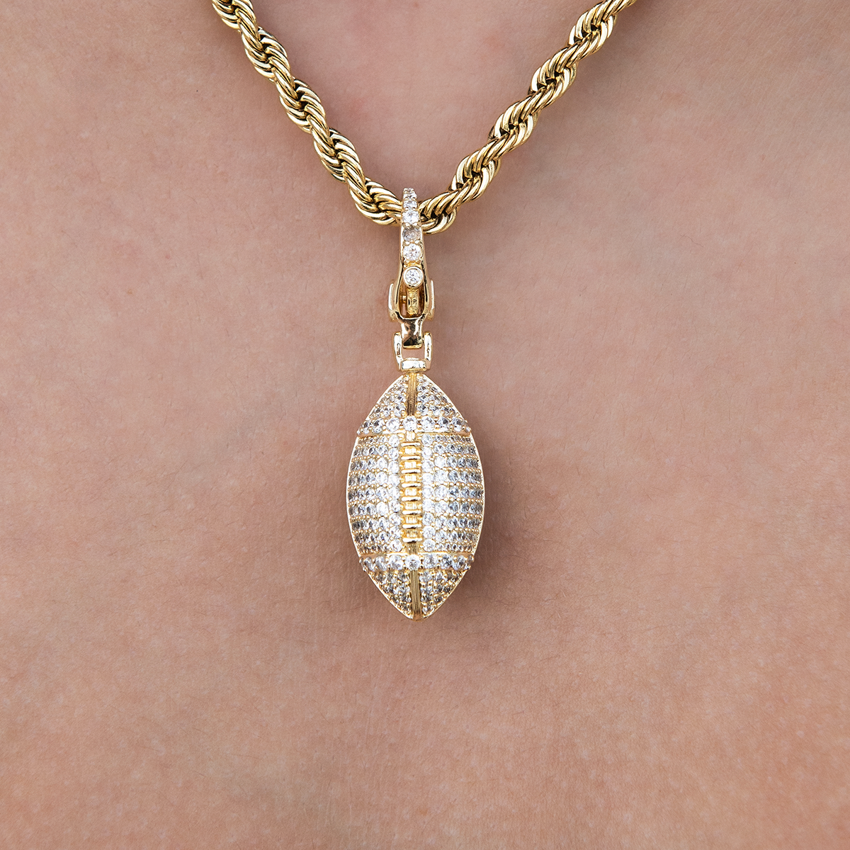 Football Clip On Charm Pendant in Yellow Gold - The GLD Shop