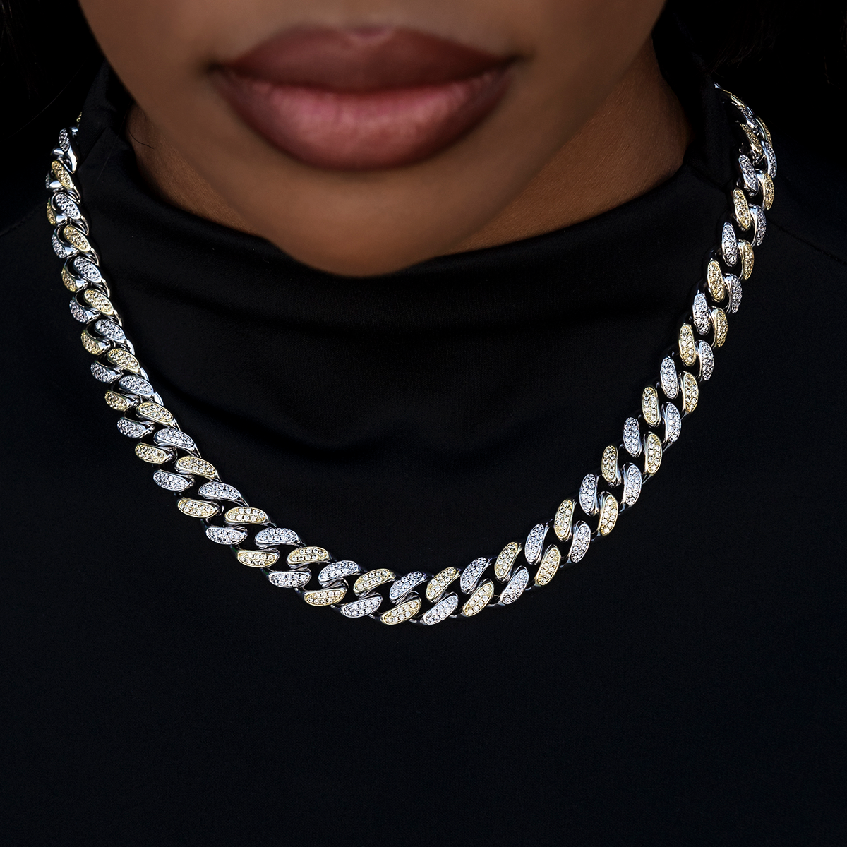 Diamond Cuban Link Chain in White/Yellow Gold- 12mm – The GLD Shop