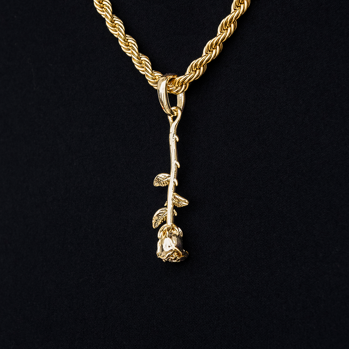 Hanging Rose Pendant in Yellow Gold - The GLD Shop