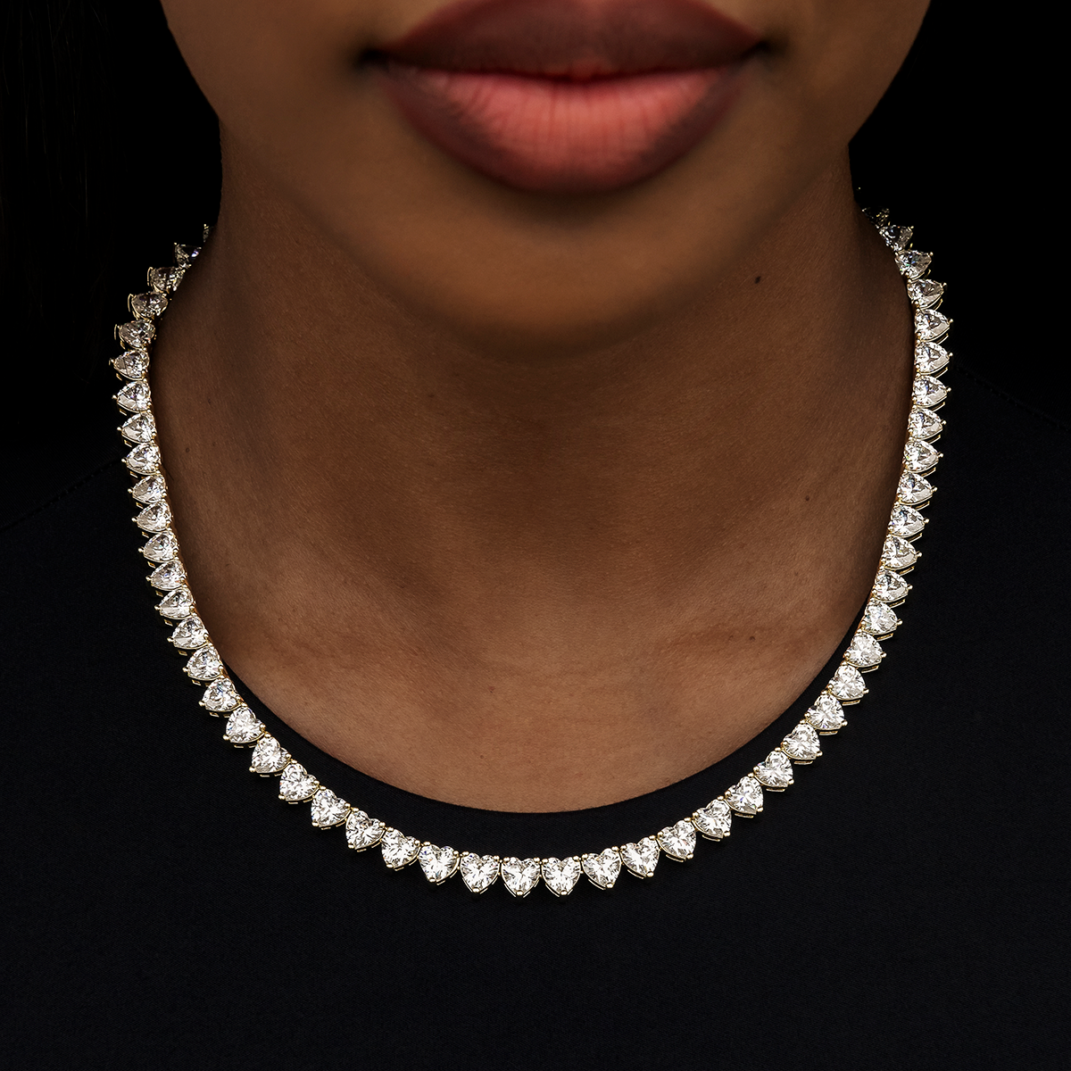 Heart Shaped Diamond Tennis Necklace | Luxury Tennis Chain | GLD – The ...