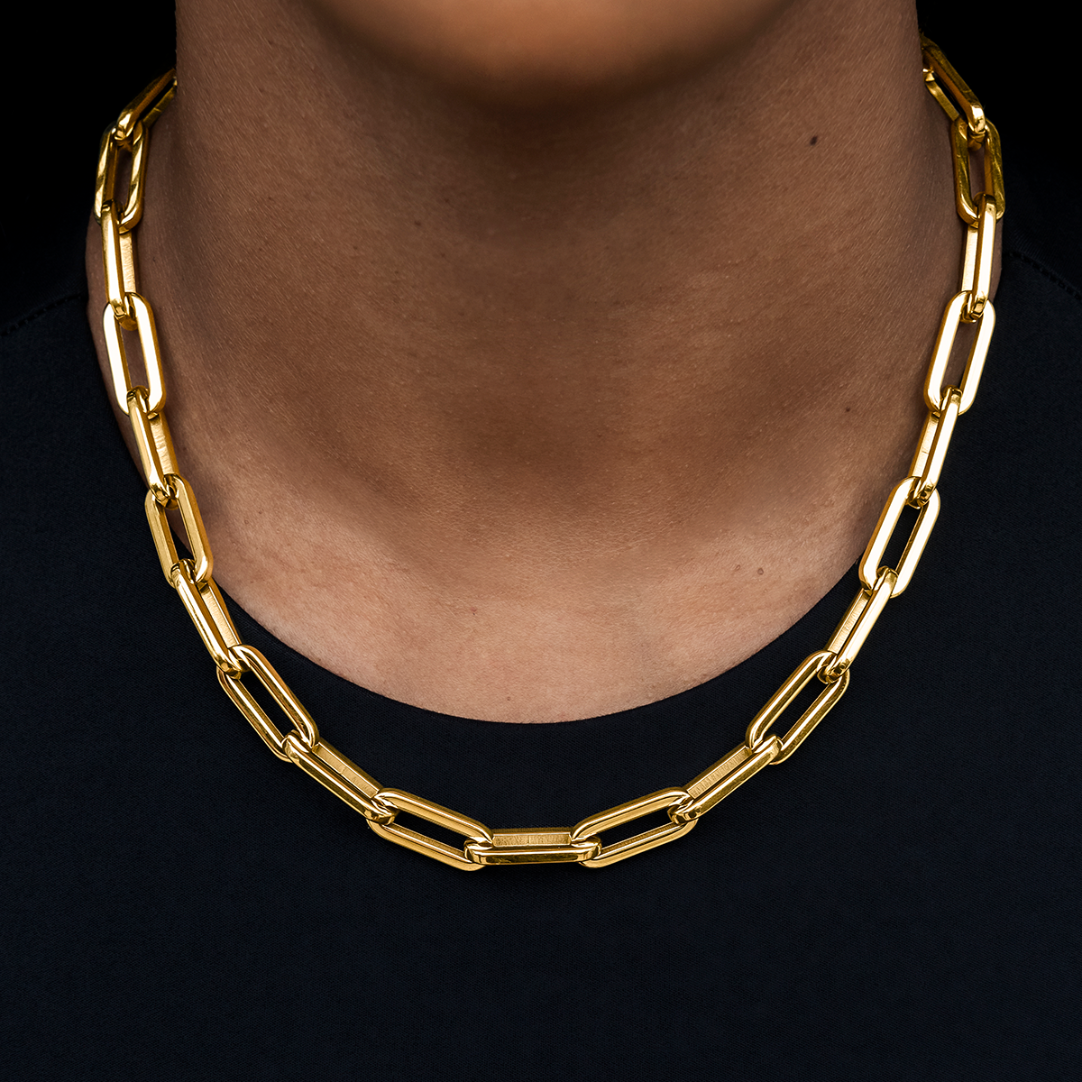 Paper Clip Necklace in Yellow Gold- 8mm- The GLD Shop