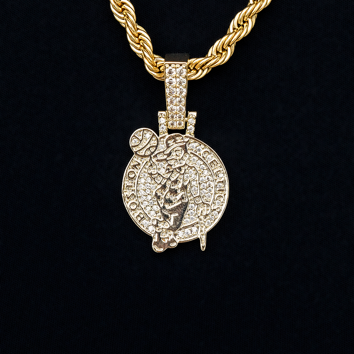 Boston Celtics Official NBA Primary Micro Logo Pendant in Yellow Gold ...