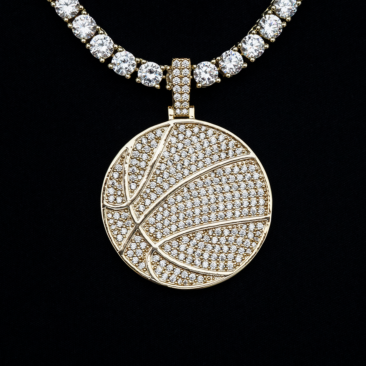 Pave Basketball Pendant in Yellow Gold – The GLD Shop